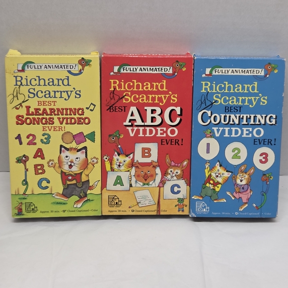 Richard Scarry | Other | Richard Scarrys Vhs Lot Abc Learning Songs ...